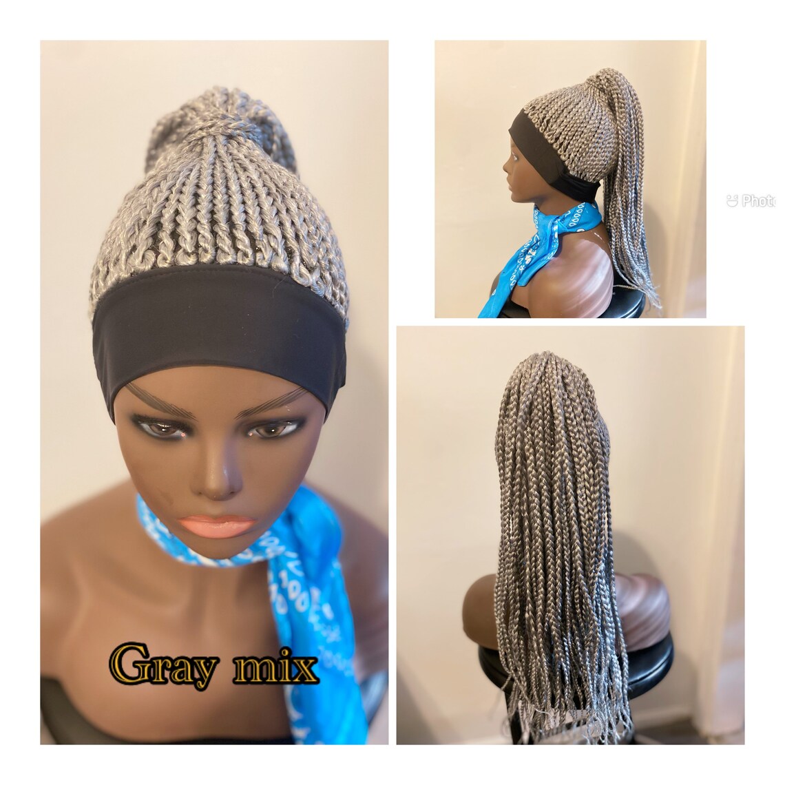 Updo Box Braid Headband Wig. - Etsy