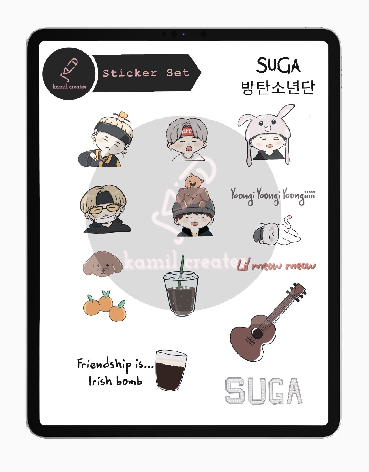 Suga Sticker | Yoongi Sticker | BTS Sticker | Digital Printable Sticker ...
