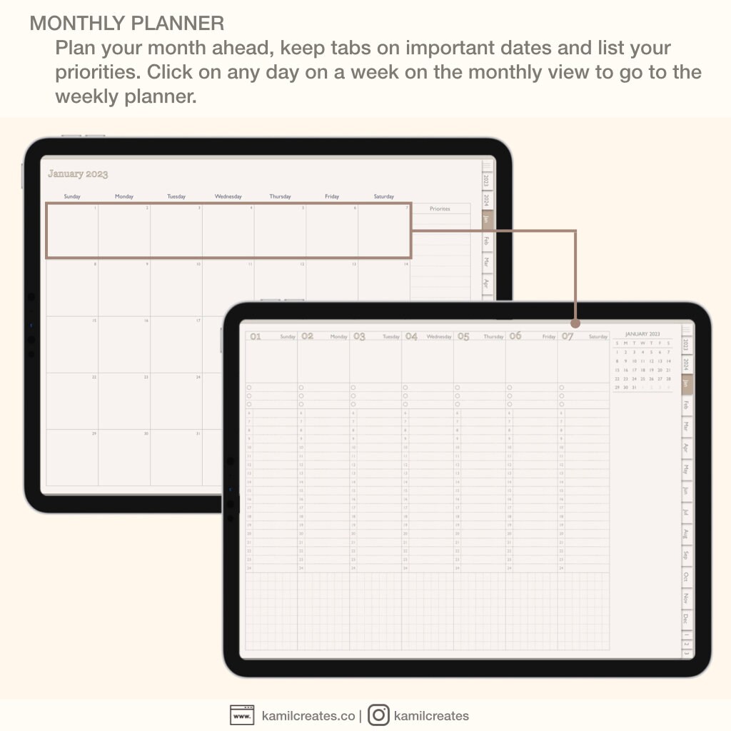 2023 2024 Dated Weekly Planner Ver 1 Minimalist Weekly - Etsy