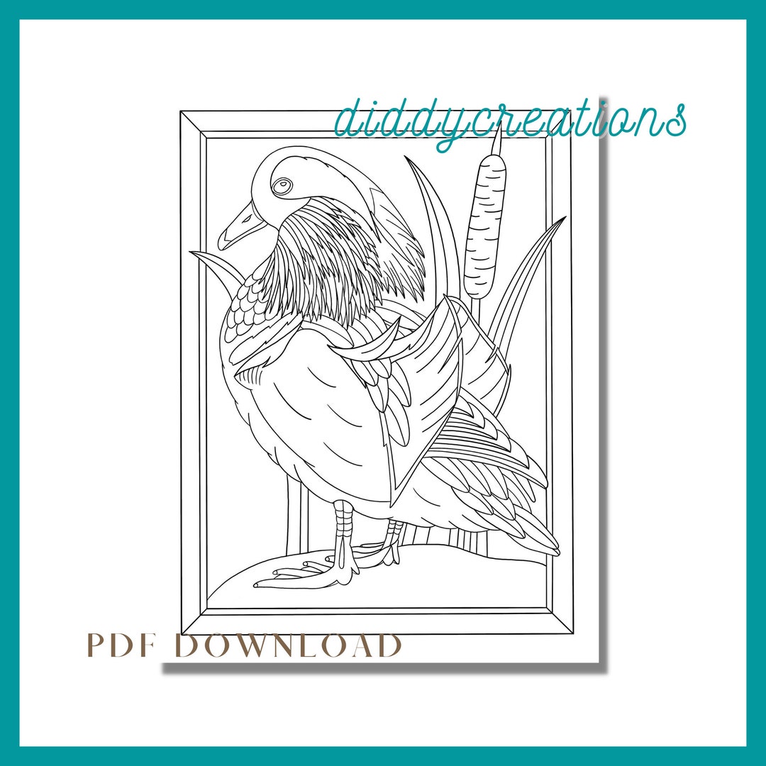 Duck Coloring Page PDF Digital Download Printable Adult Coloring Page 8 ...