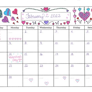 Monthly Calendar Page Undated Coloring Page PDF Digital Download ...