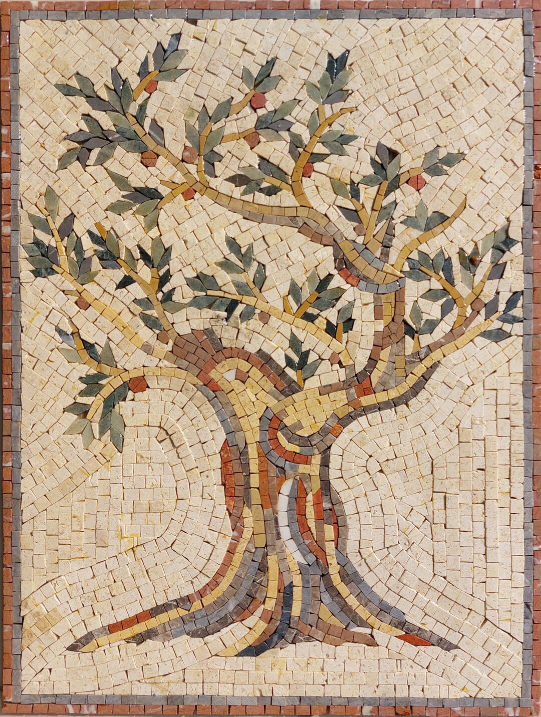 Olive Tree Backsplash Marble Mosaic Tiles. Customization. Handcrafted ...