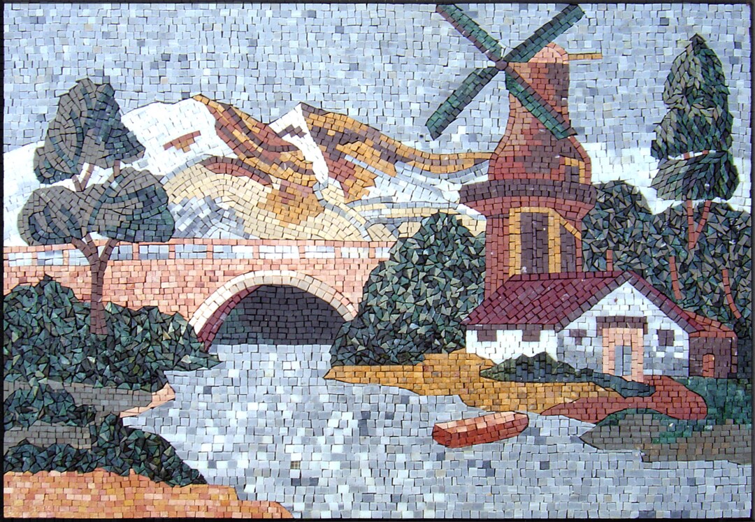 WINDMILL MOSAIC MURALS | Windmill Master Piece Artwork Tiles for Farm ...