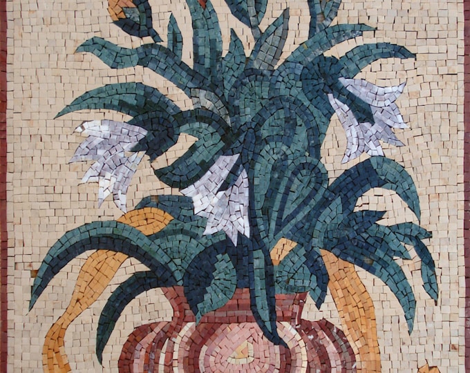 Marble Mosaic Flower, Mosaic Tiles Rose, Wall Decor Rose, Painting Rose ...