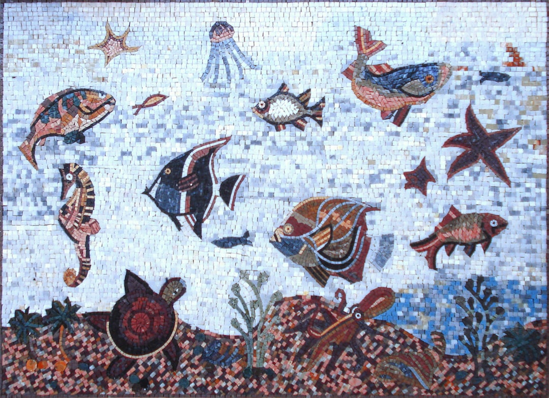 SEA ANIMAL MURALS Ocean Creatures Tiles for House Warming Seahorse ...