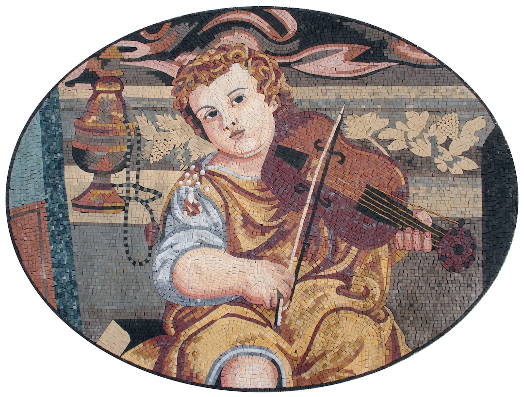 CHILD MOSAIC MURALS |portrait of Child Playing Violin Reproduction ...