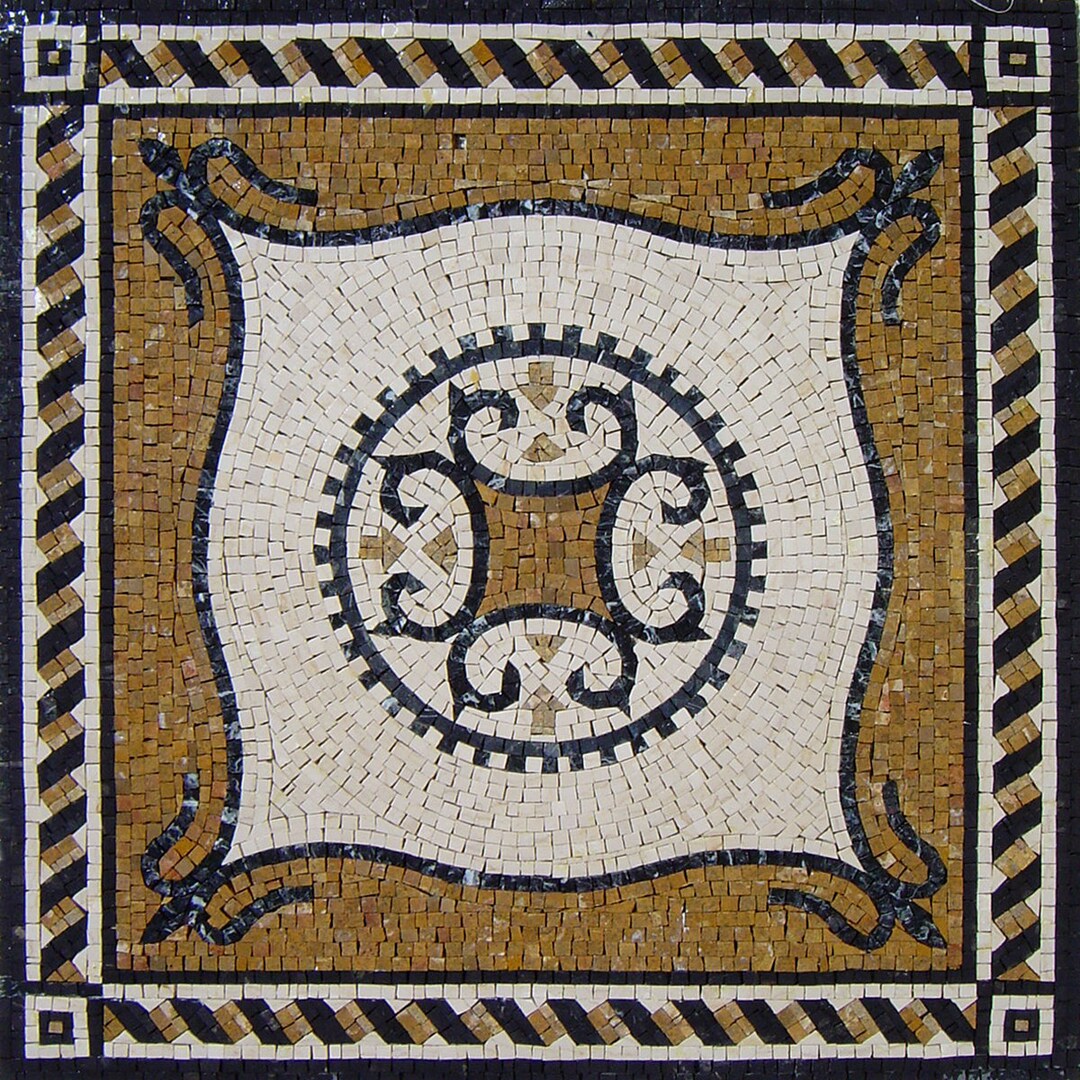 40" Medallion Marble Mosaic Tile: Inlay Artwork, Indoor/outdoor - Etsy