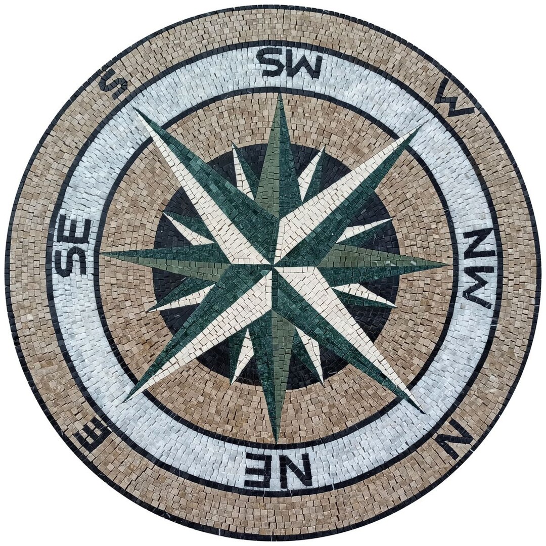 MOSAIC MEDALLION Compass Rose Nautical Marble Mosaic Medallion Flooring ...
