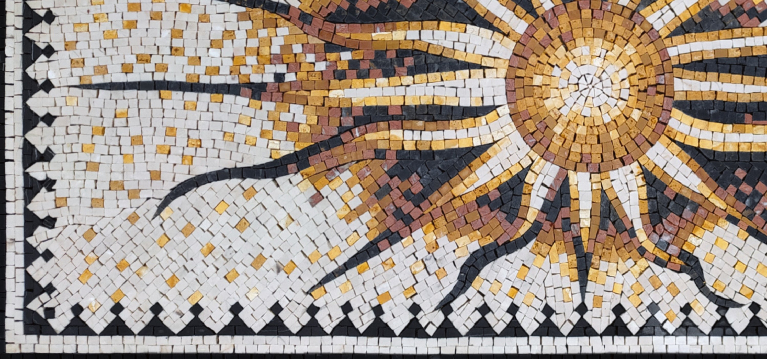 Flaming Sun Marble Mosaic Rug: Handmade Celestial Tile Art - Etsy