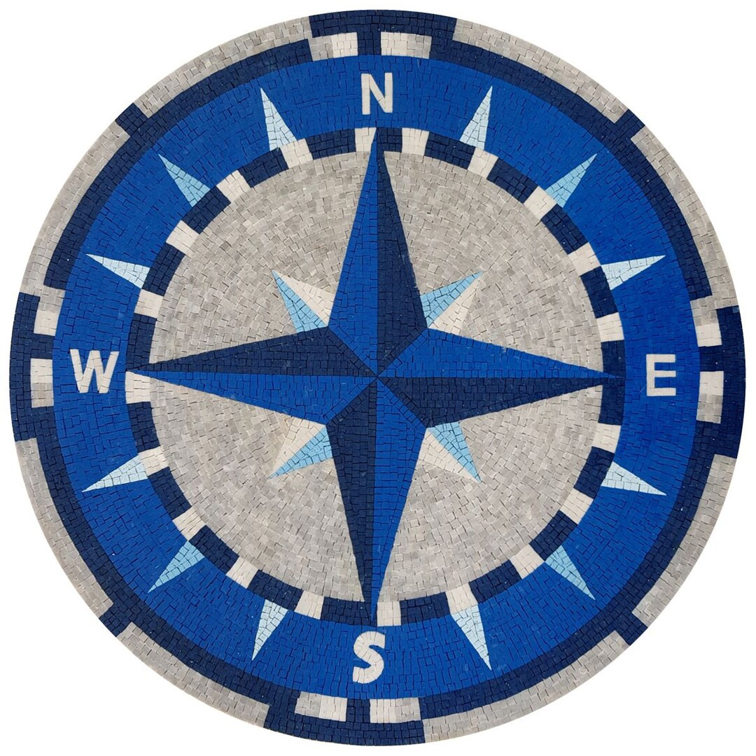 Oceanic Opulence - Handcrafted Inlay Blue Colorblocked Nautical Compass ...