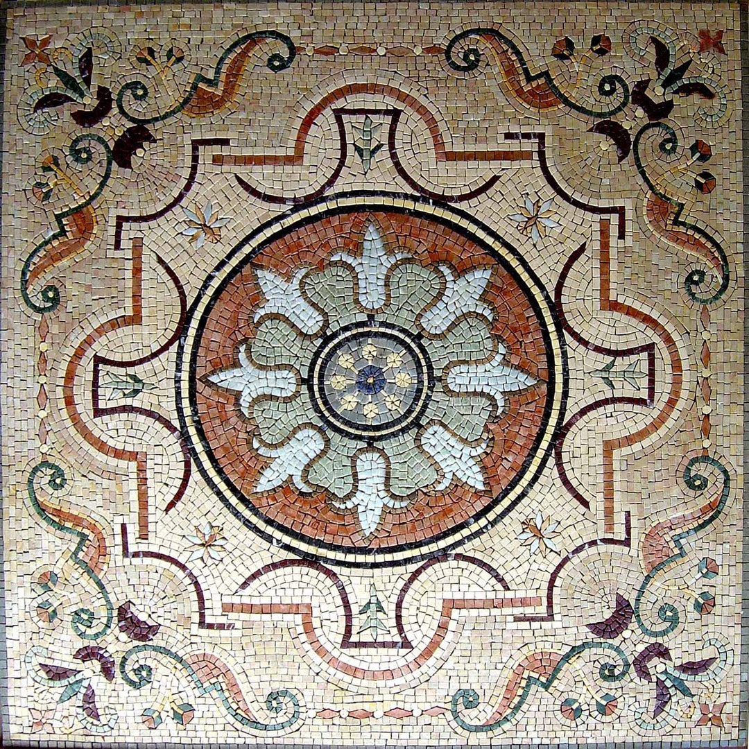 48” GEOMETRICAL ART TILES | Inlay Marble Art Mosaic Tiles for Living ...