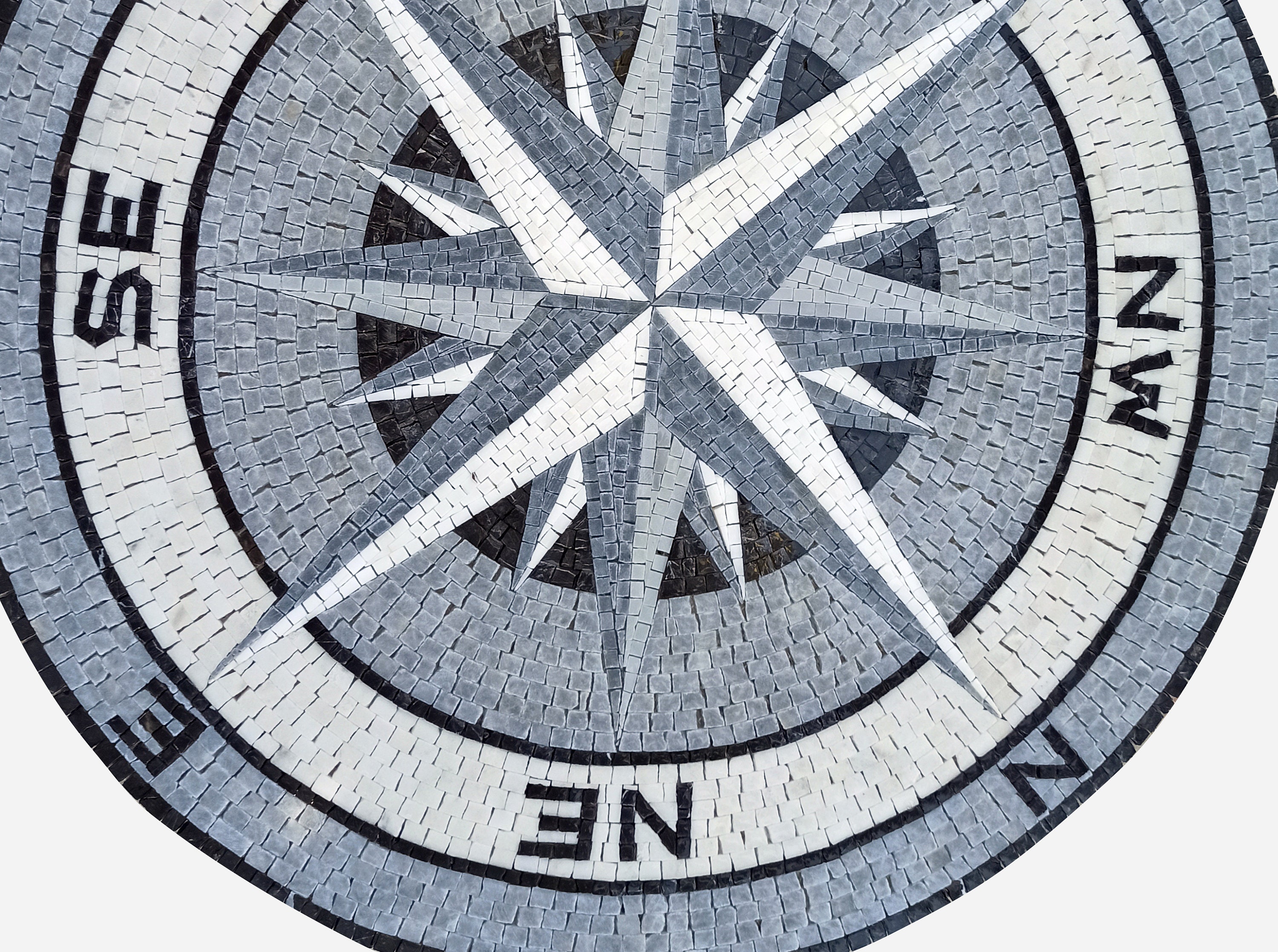 Handmade Marble Compass Mosaic Tile: Nautical Home Decor Medallion - Etsy