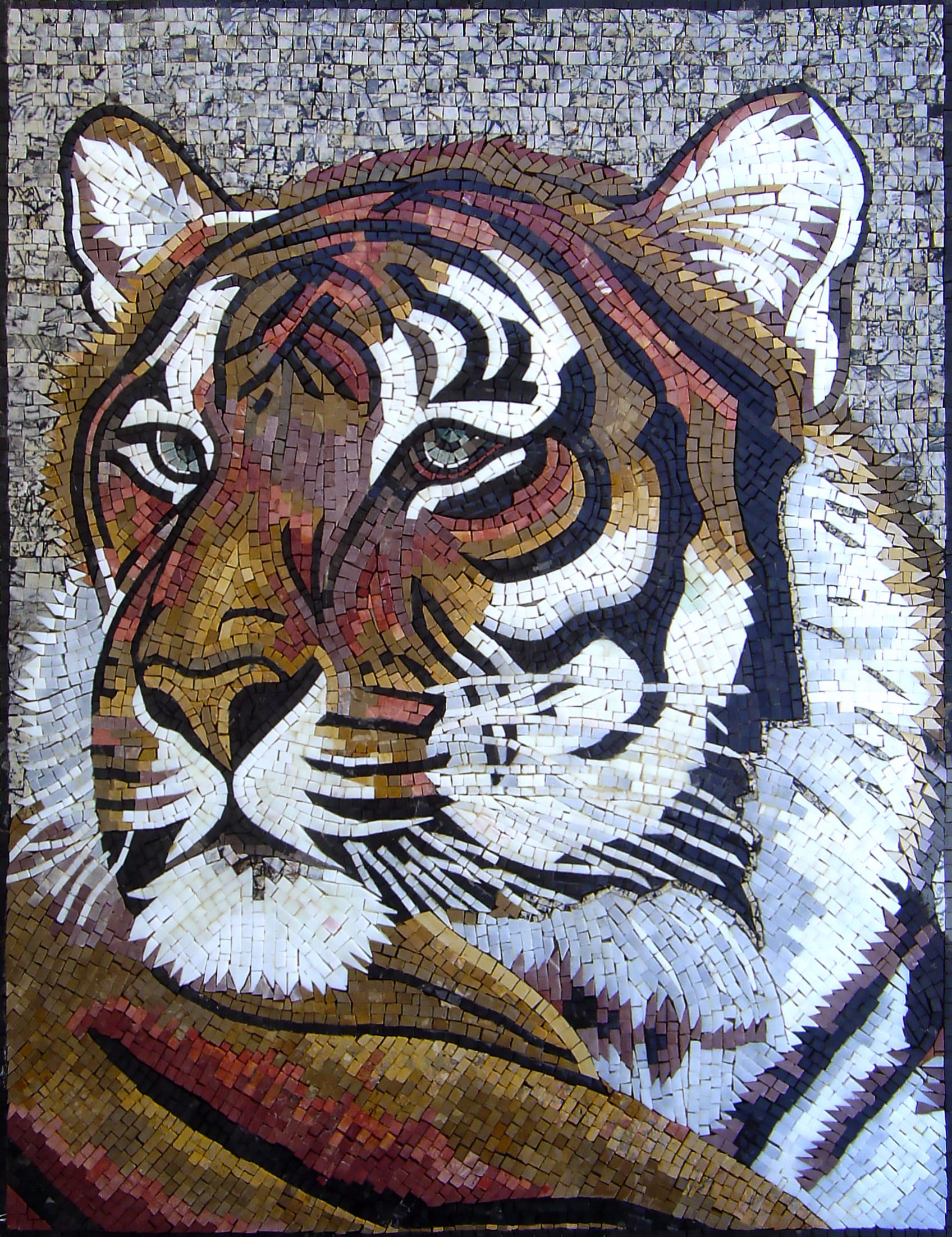 Handcrafted Tiger Portrait Mosaic Art Tile - Etsy