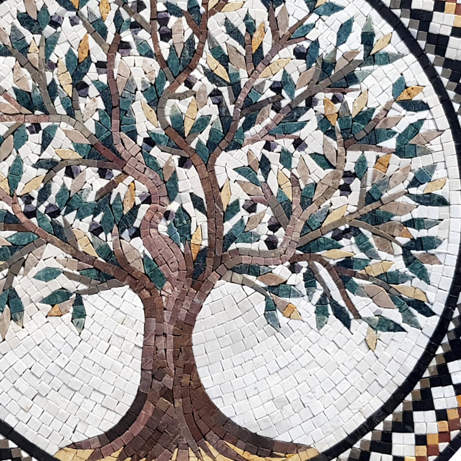 Olive Tree Backsplash Marble Mosaic Medallion Tiles. Customization ...