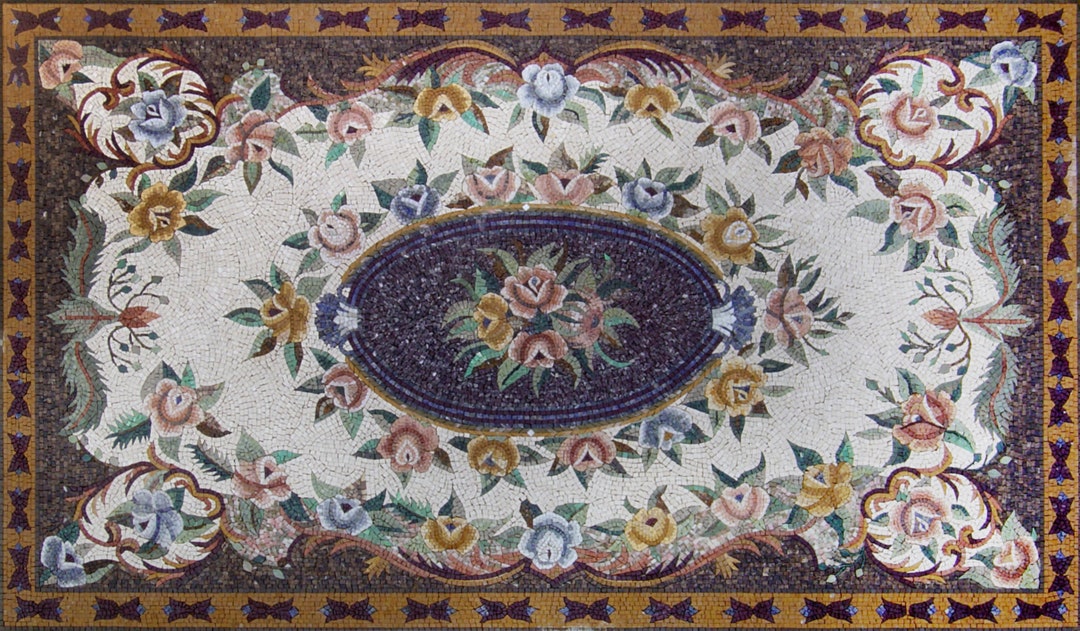 MOSAIC FLOOR CARPET | Beautiful Mosaic Art Tile Rug | Handmade Natural ...