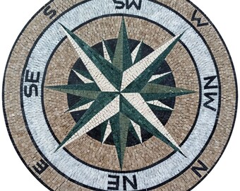 Round Compass Rose Nautical Marble Mosaic Medallion Flooring Tiles ...
