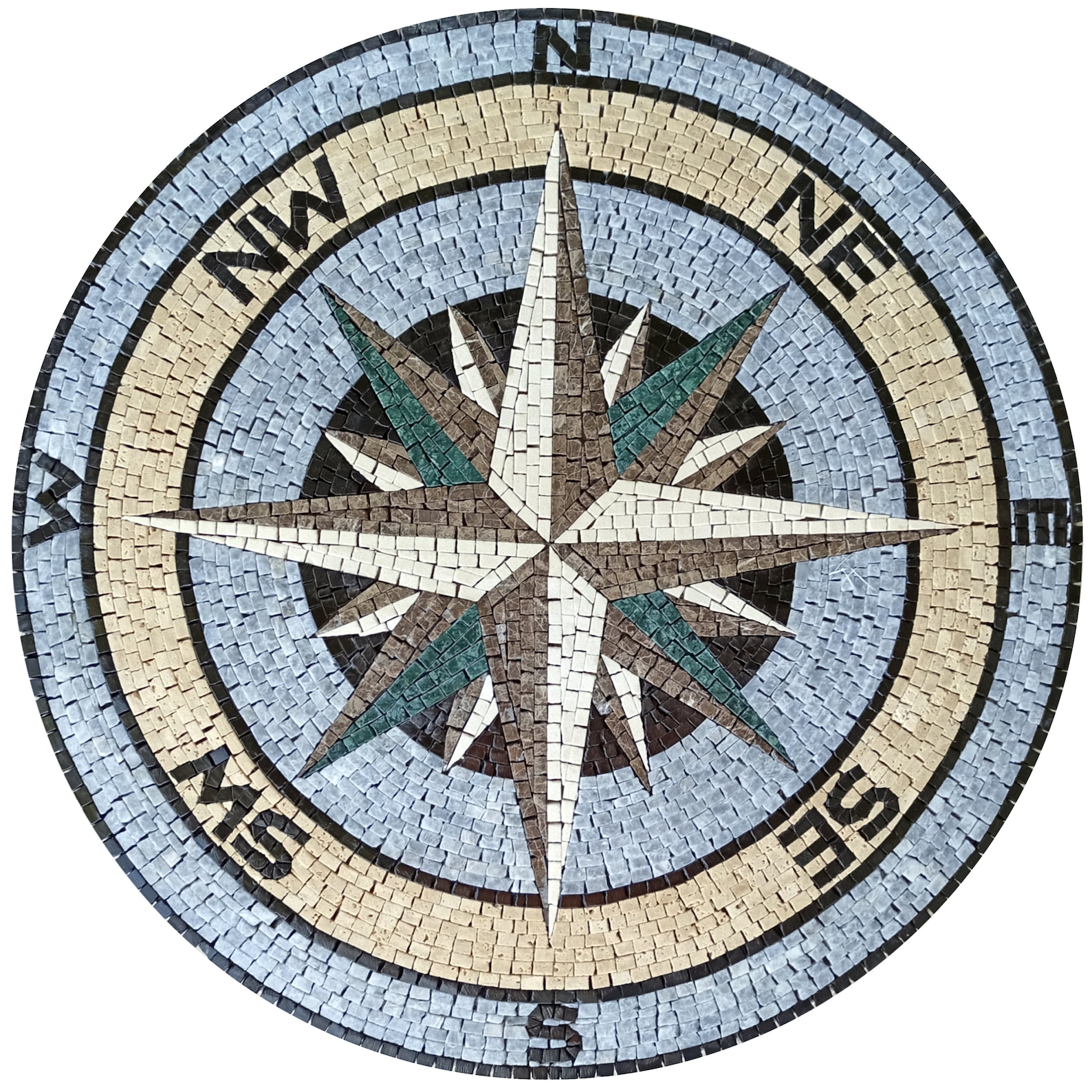 Handmade Marble Mosaic Compass Tile: Nautical Flooring Art (32 ...