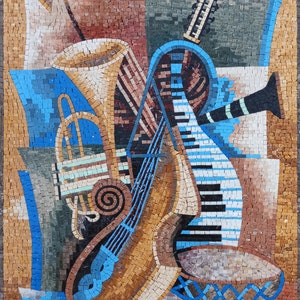 Handmade Abstract Music Instrument Marble Mosaic Art Tile Décor - Etsy