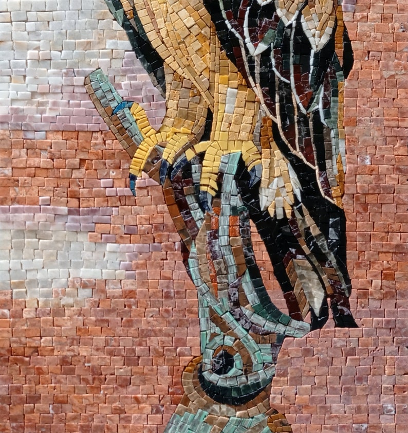 Falcon Mosaic Tile Art | Handmade Marble Bird Wall Decor - Etsy