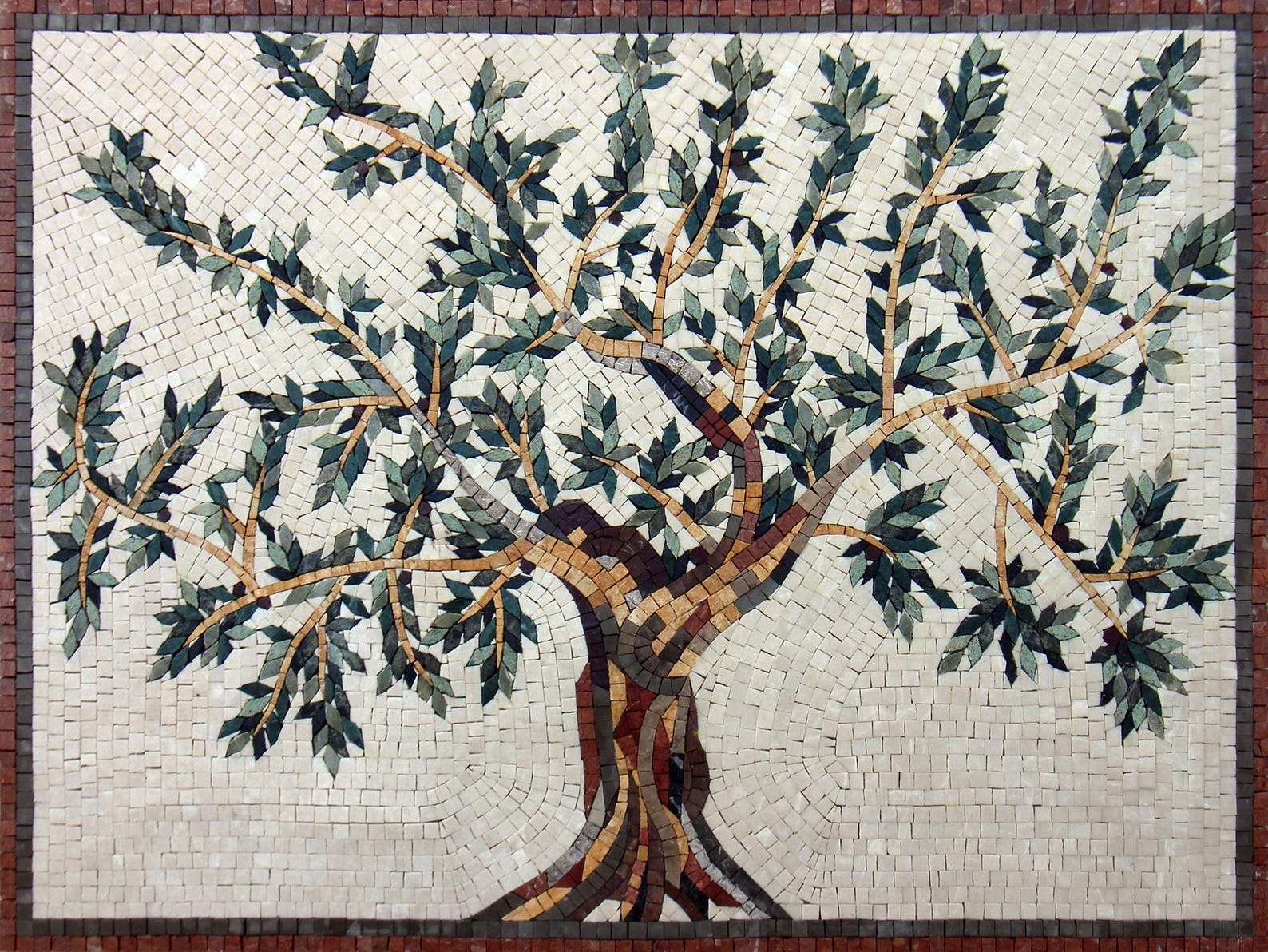 Olive Tree Backsplash Marble Mosaic Tiles. Customization. Handcrafted ...