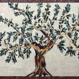 Olive Tree Backsplash Marble Mosaic Tiles. Customization. Handcrafted ...