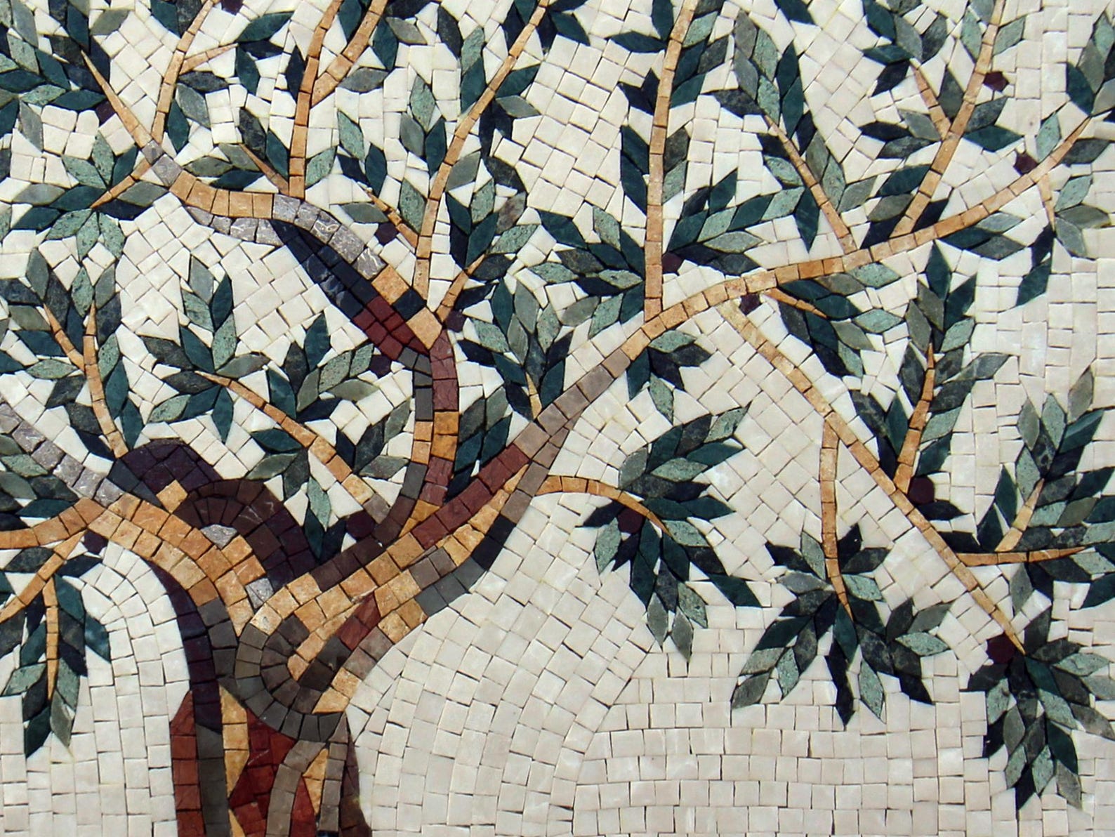 Olive Tree Backsplash Marble Mosaic Tiles. Customization. Handcrafted ...