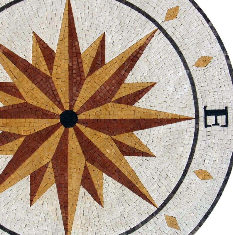 Marble Compass Medallion Mosaic Tile – Luxury Floor & Wall Art - Etsy ...