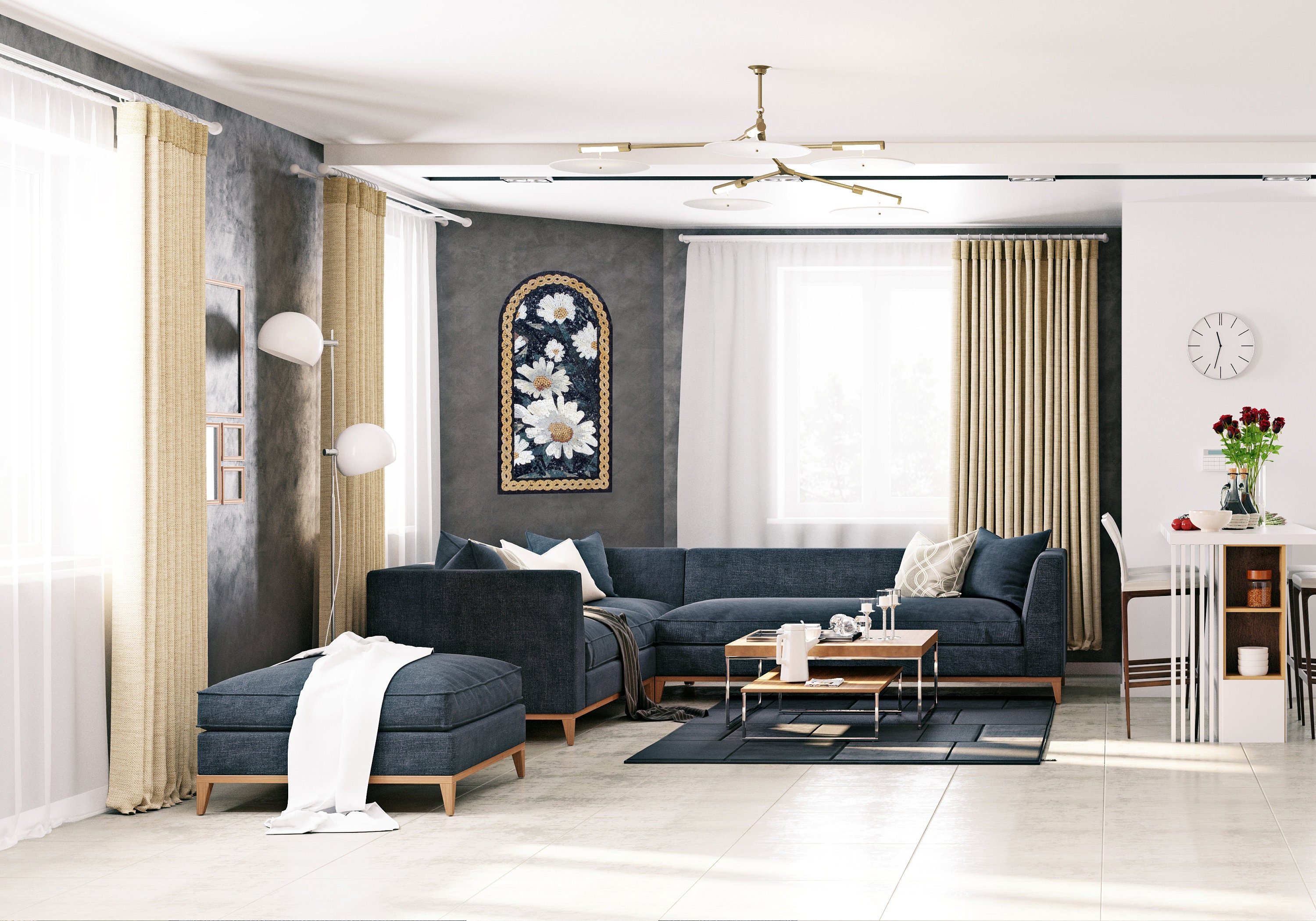 40 Handmade Marble Mosaic Flower Rose Wall Art Home - Etsy