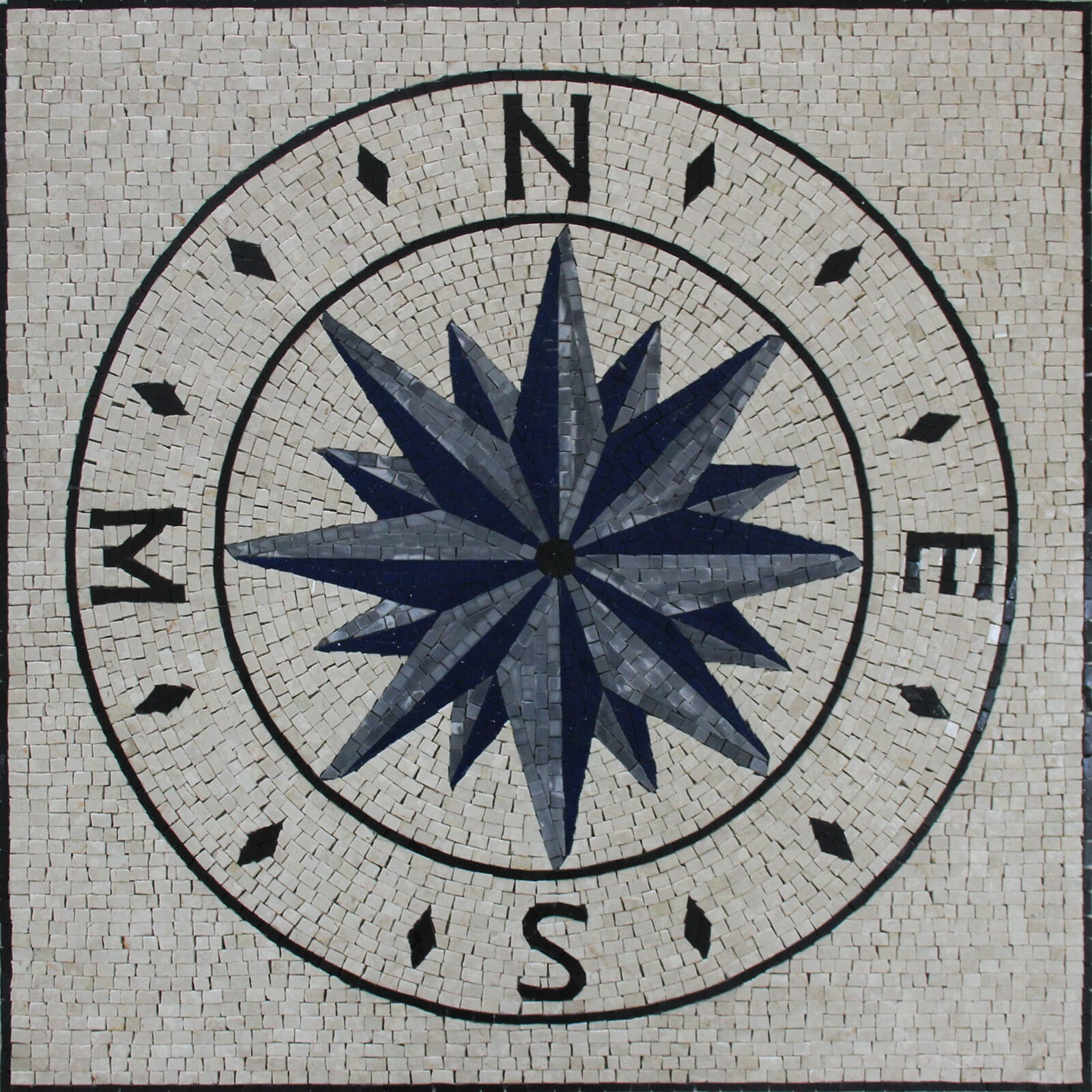 36” Nautical Compass Rose Mosaic Tile: Indoor/outdoor Floor Art - Etsy