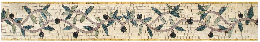 Botanical Mosaic Border Tile: Leaf and Floral Wall Decor (40x6") - Etsy