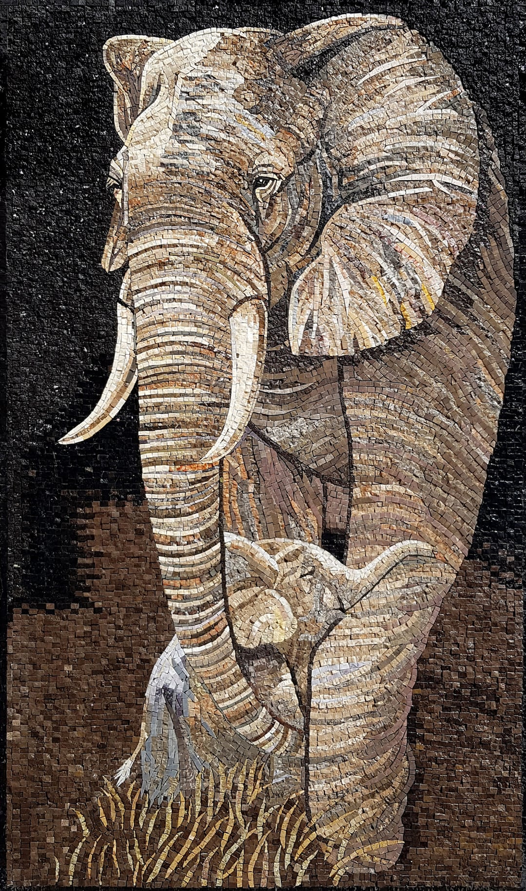 ELEPHANT MOSAIC TILES |jungle Animal Mosaic Tiles for Living Room Walls ...