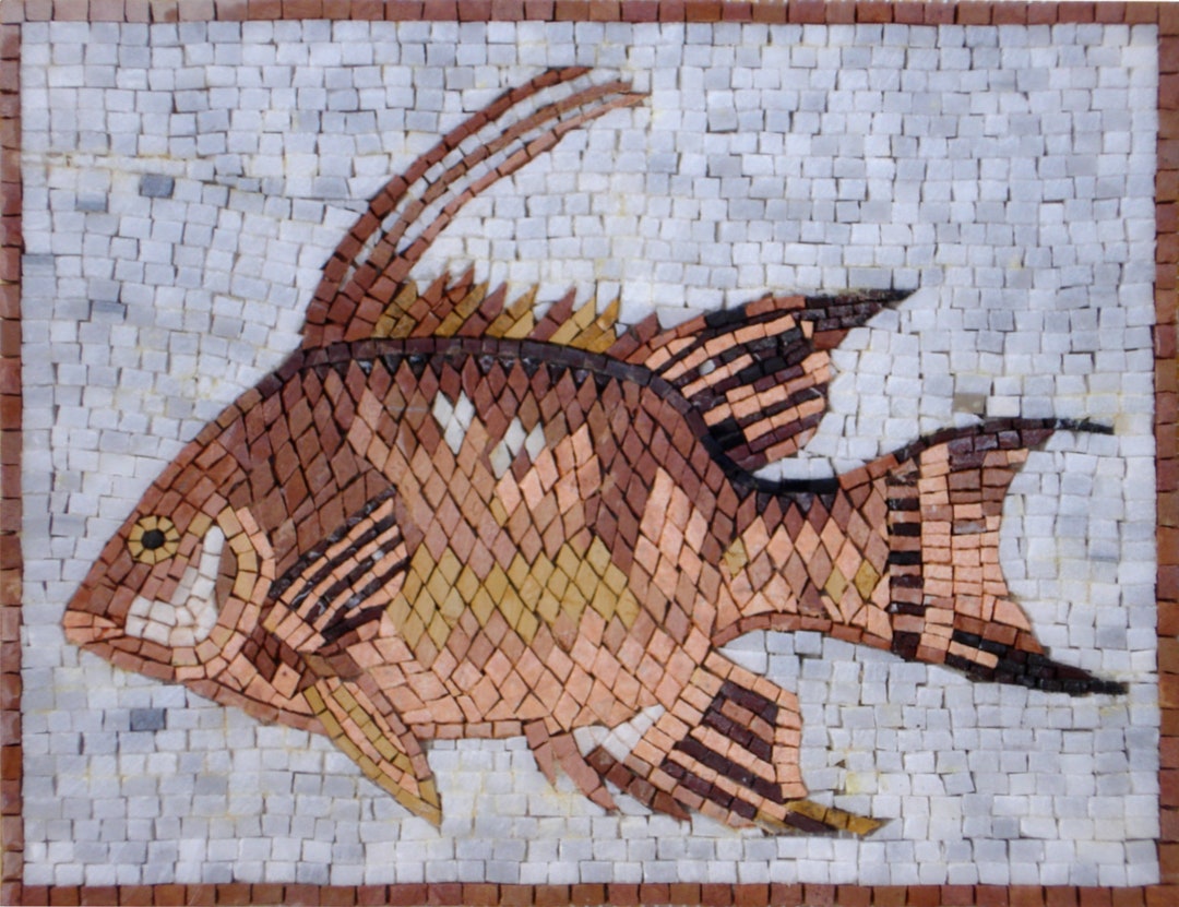 Handmade Fish Mosaic Backsplash: Marble Kitchen Wall Art (16x12) - Etsy