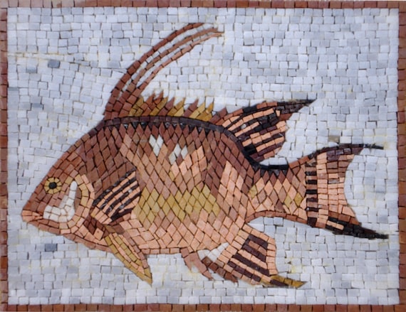 FISH MOSAIC ART Fish Handmade Marble Mosaic Art Tile Décor - Etsy