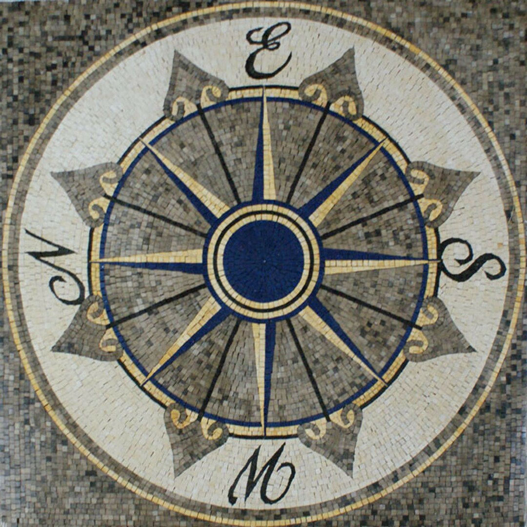COMPASS ROSE BACKSPLASH | Nautical Rose Art Work Mosaic Tiles for New ...