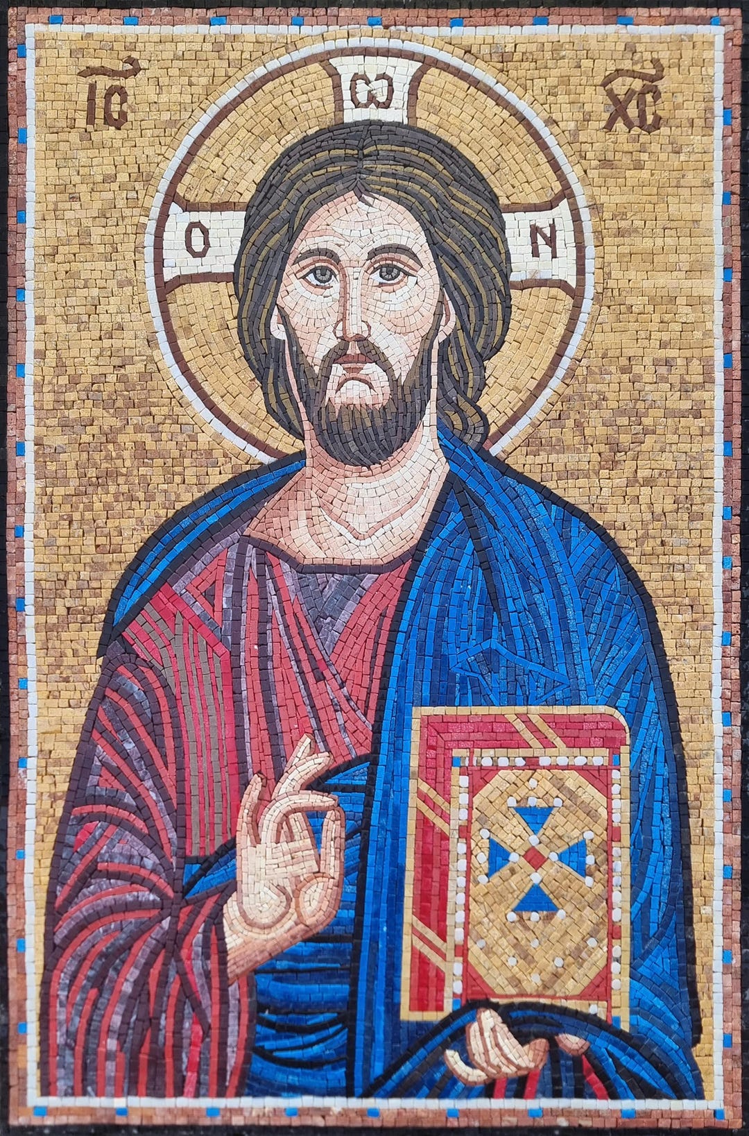 Handmade Jesus Christ Marble Mosaic – Religious Icon Wall Art (34x24 ...