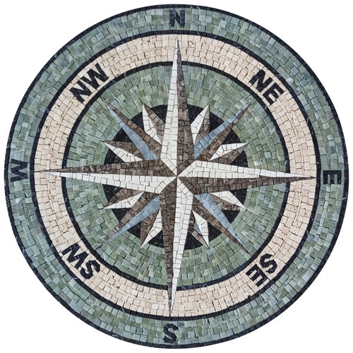 Tile Mosaic Medallion Natural Stone Mariners Compass Rose - Etsy