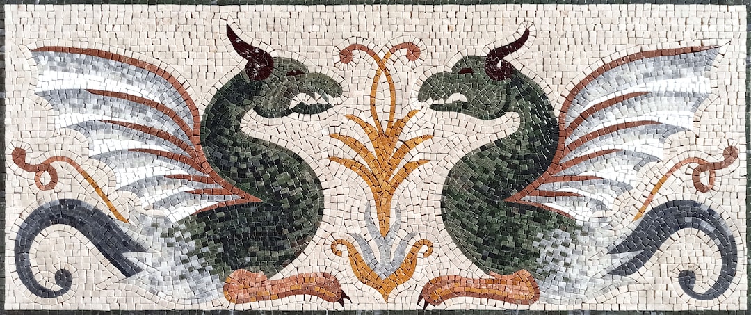 DRAGON MOSAIC TILES | Animal Mosaic Tiles for Living Room Walls | Twin ...