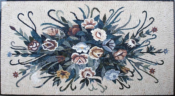 ROSE MOSAIC ART Handmade Marble Mosaic Flower Rose Vase Wall - Etsy