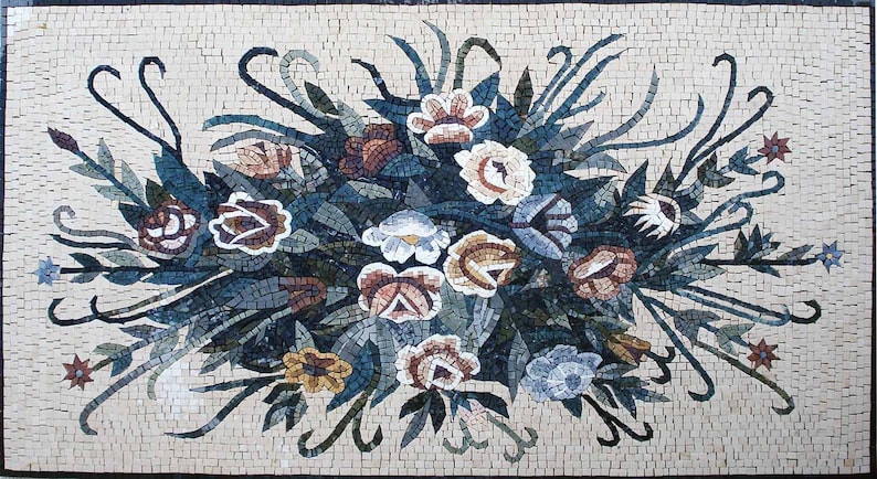 Handmade Marble Mosaic Rose Art: Floral Wall Decor (52” X28”) - Etsy