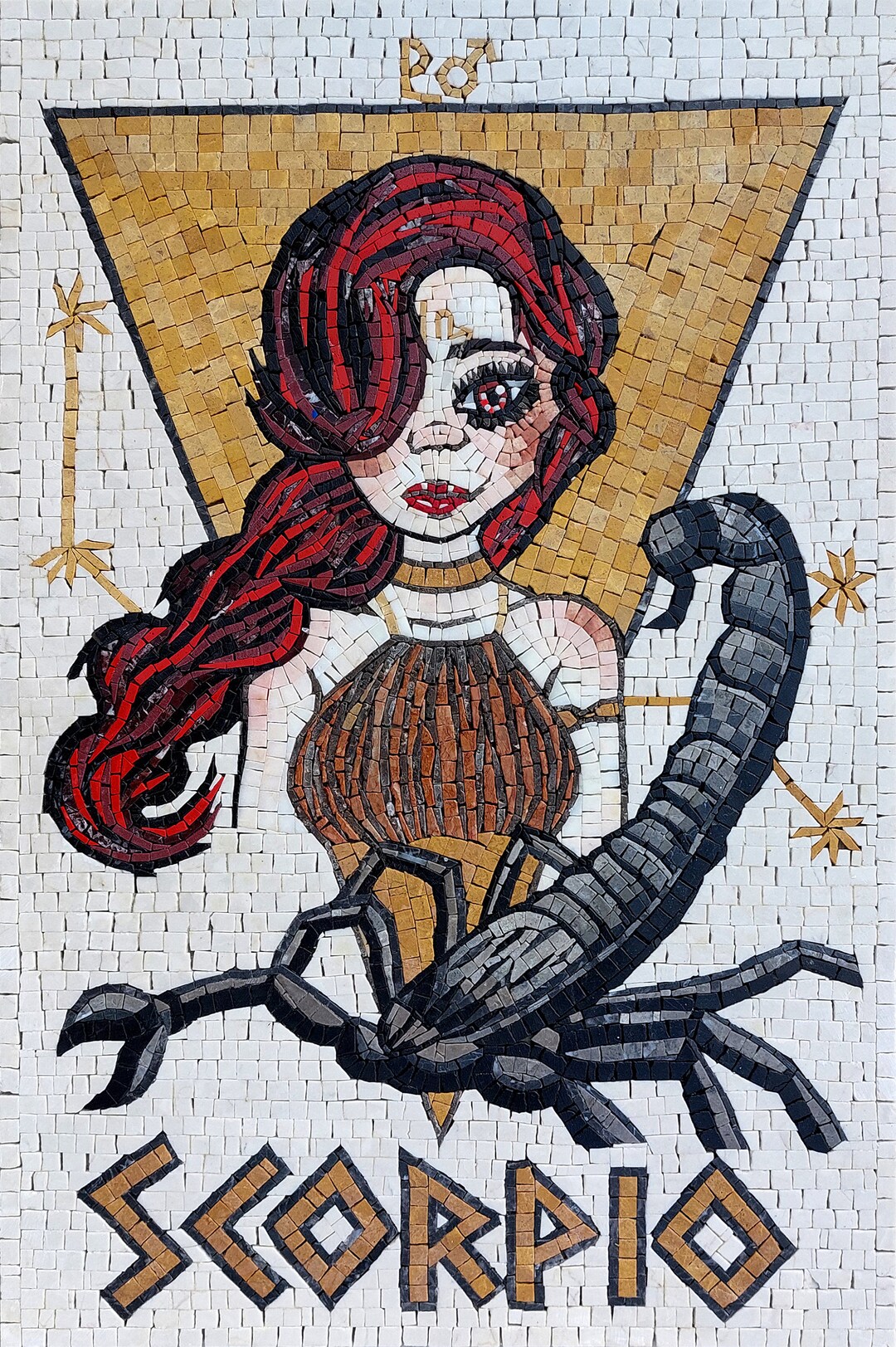 SCORPIO ZODIAC MOSAIC Tiles | Girl With Scorpio Zodiac Symbol Mosaic ...