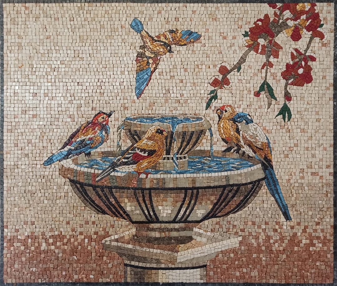 BIRD WALL Art-mosaic Mural Tile-multicolored Sitting and Flying Birds ...