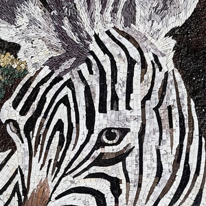 ZEBRA ART BACKSPLASH | Wild Animal Mosaic Tiles for House Warming Gift ...