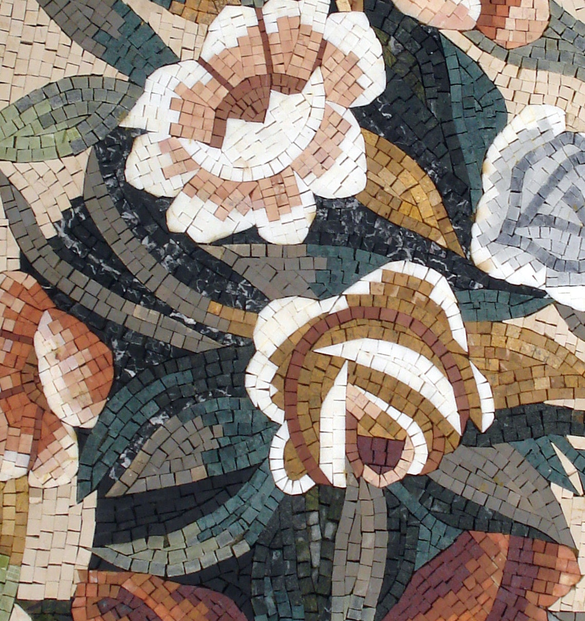 40 Handmade Marble Mosaic Flower Bouquet Mosaic Art Tile - Etsy