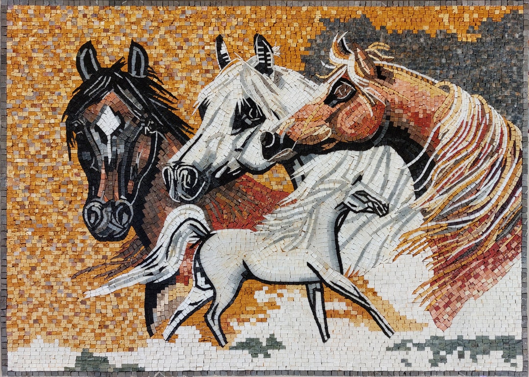HORSE MOSAIC TILES | Animal Mosaic Tiles for Living Room Walls | Horse ...