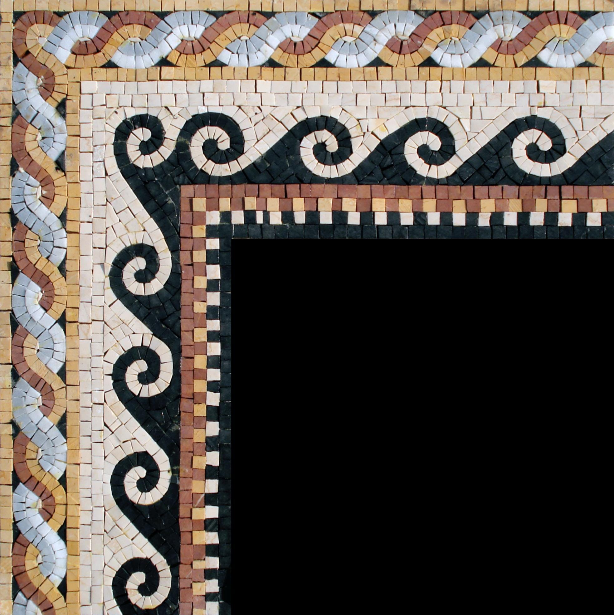 8″ Multi‑pattern Greek‑key Border Mosaic – Handmade Marble Tile Trim ...