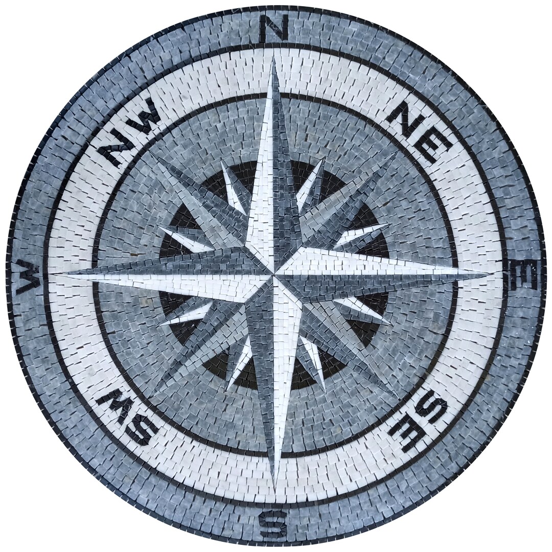 NAUTICAL COMPASS TILES |roman Wind Rose Artwork Medallion Mosaic Tiles ...