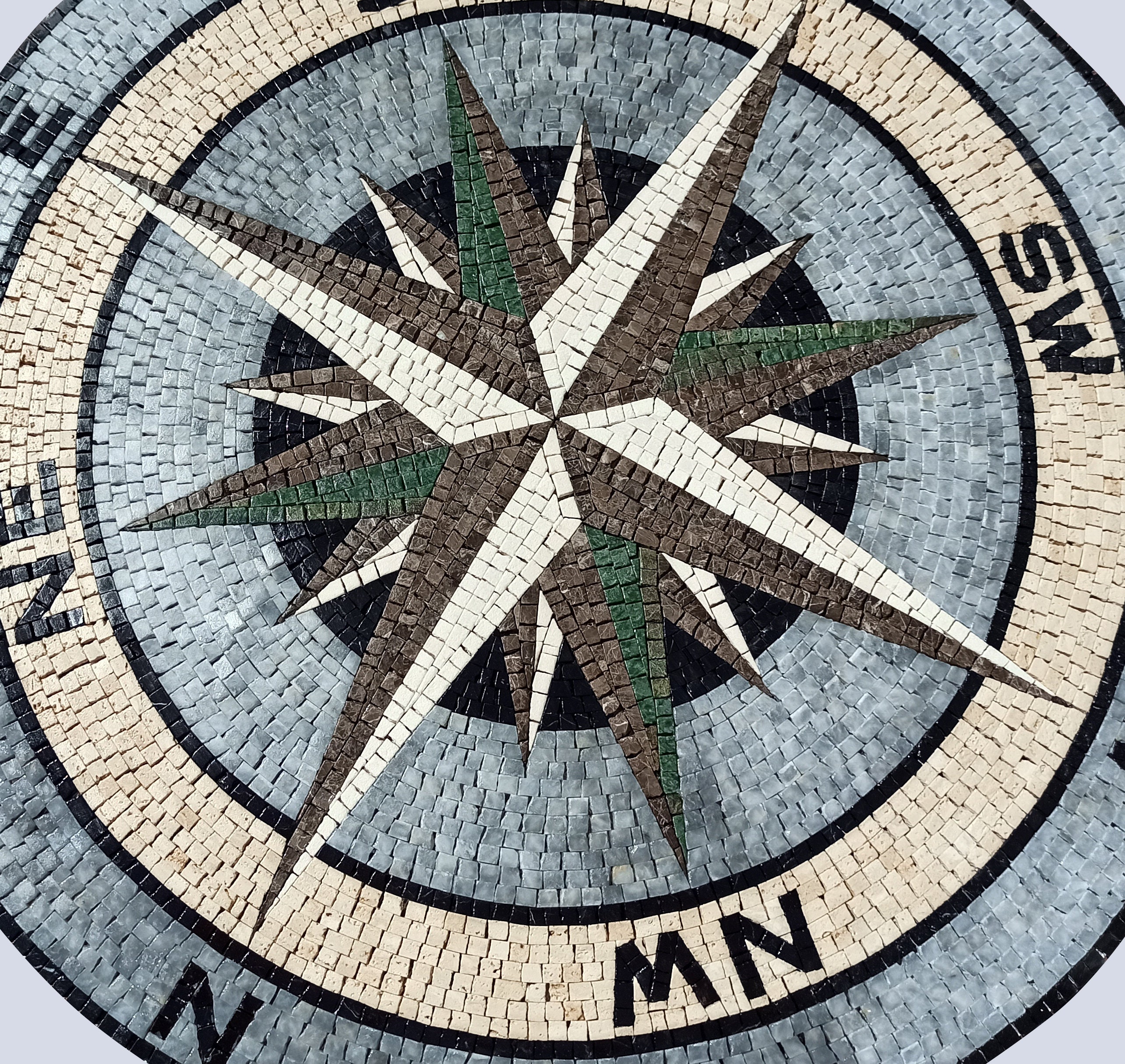 Versatile Nautical Compass Rose Marble Mosaic Medallion Flooring ...