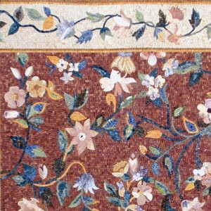 FLOWER BORDER RUG | Marble Stone Square Shape Mosaic Rug | Beautiful ...