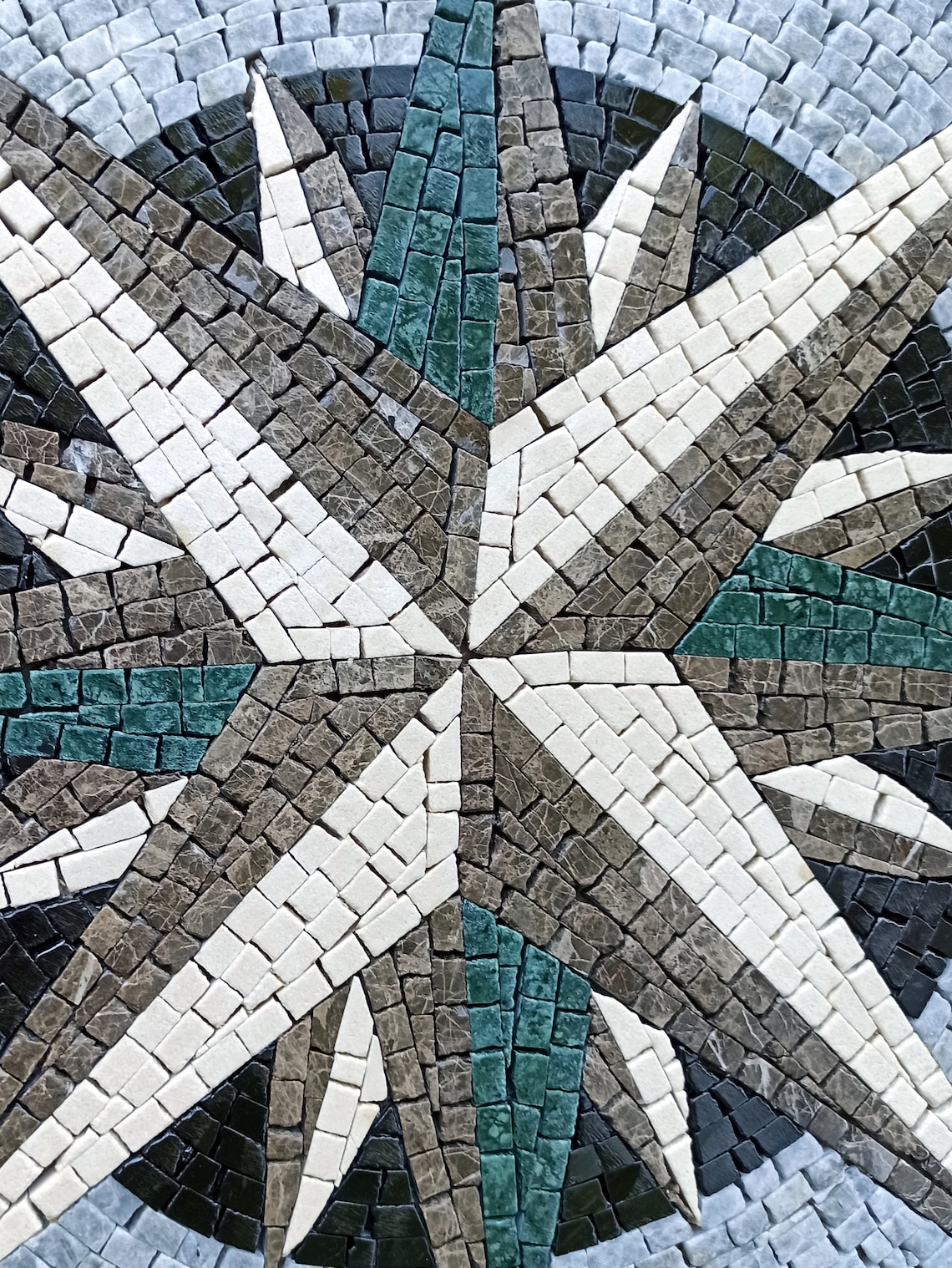 Handmade Marble Mosaic Compass Tile: Nautical Flooring Art (32 ...