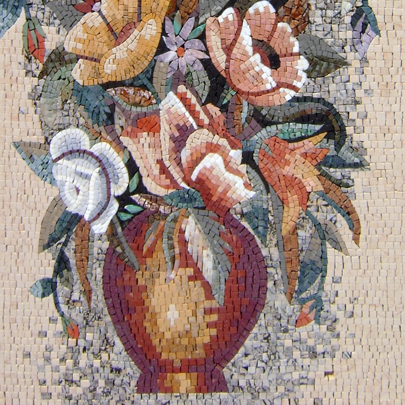 ROSE MOSAIC DÉCOR Handmade Marble Mosaic Flower Rose Vase - Etsy